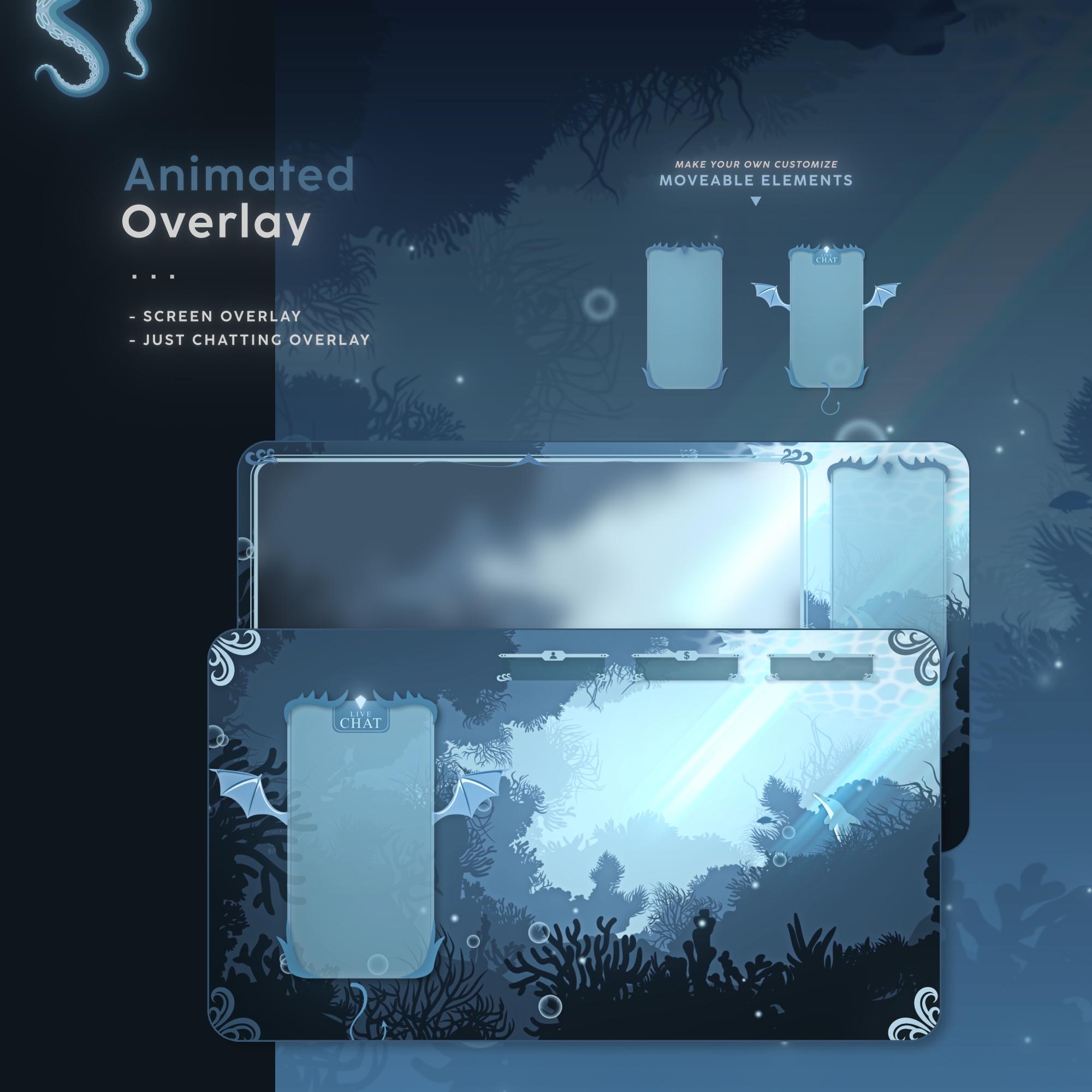 Sea Ocean Vtuber Stream Pack Animated Deep Blue Ocean Aesthetic Overlay ...