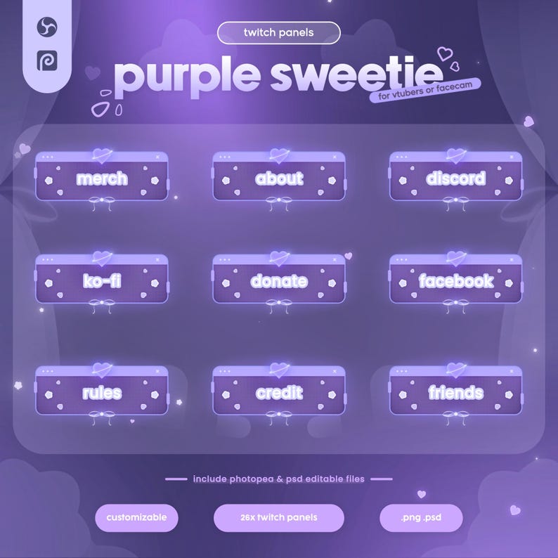 Cozy Pastel Purple Stream Overlay & Alert Bundle for OBS and Streamlabs ...