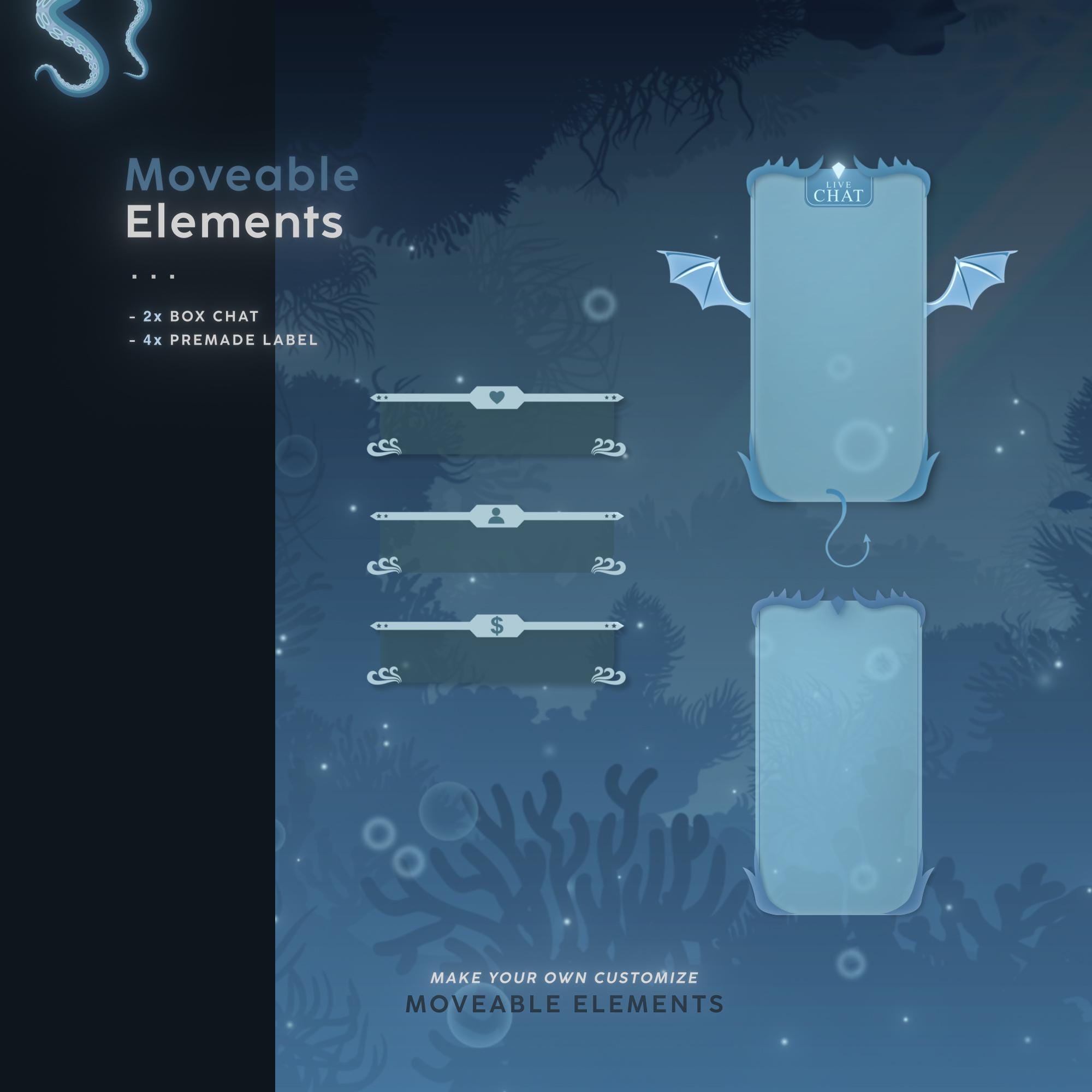 Sea Ocean Vtuber Stream Pack Animated Deep Blue Ocean Aesthetic Overlay ...