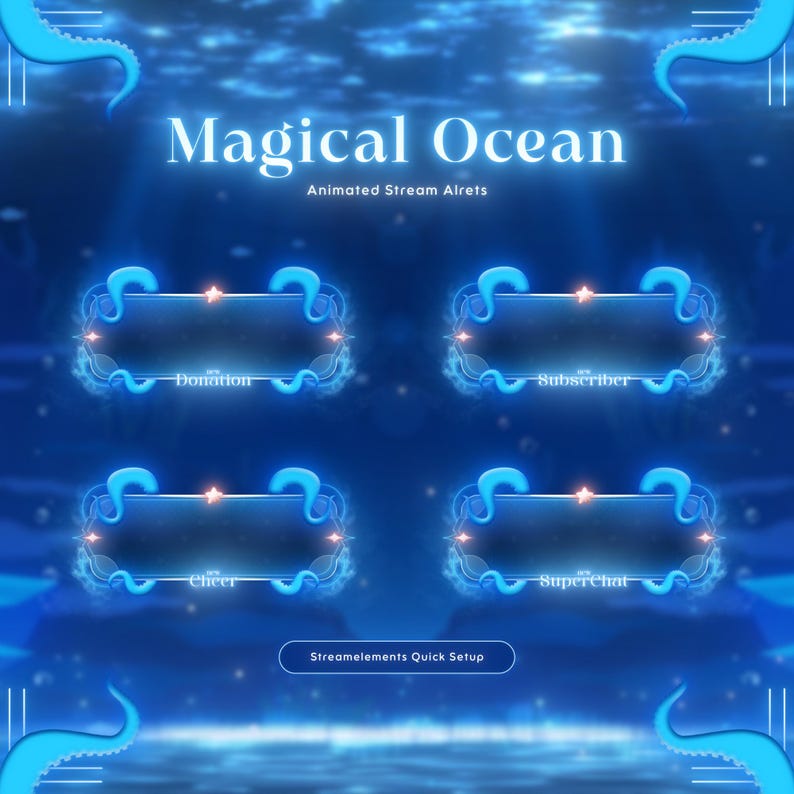 Magical Ocean Animated Twitch Alerts: Vtuber Stream Overlay - Etsy