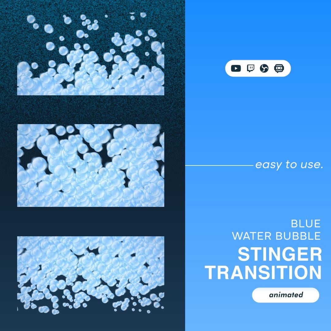 Water Bubble Stinger Transition, Blue OBS Stinger, Cute Stream ...