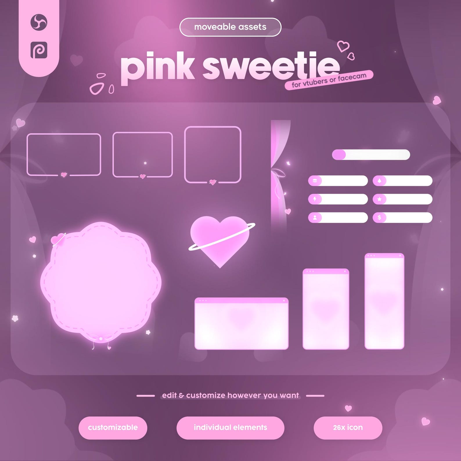 Love Pink Stream Overlay Package, Pink Pastel Twitch Overlays and ...