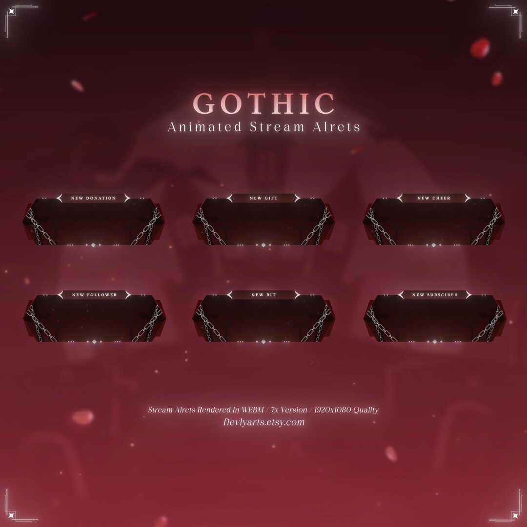 Animated Gothic Stream Alrtes | Red Gothic Vampire Overlay Package for ...