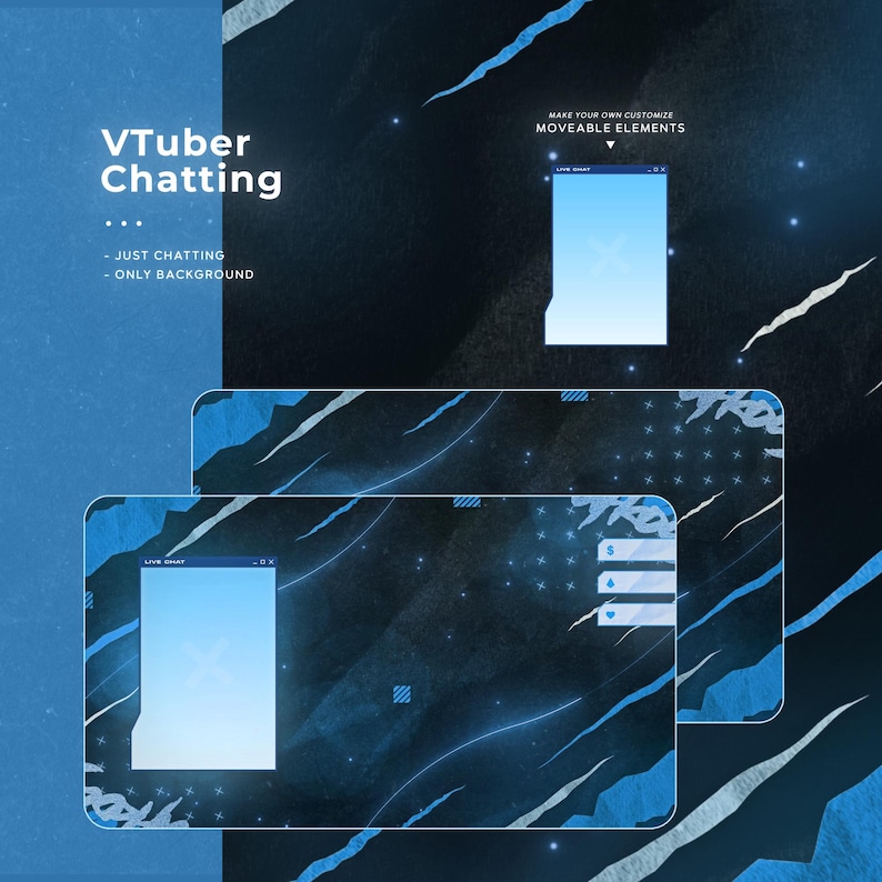 Blue Darkcyber Animated Stream Overlay Pack: Vtuber Twitch Theme - Etsy