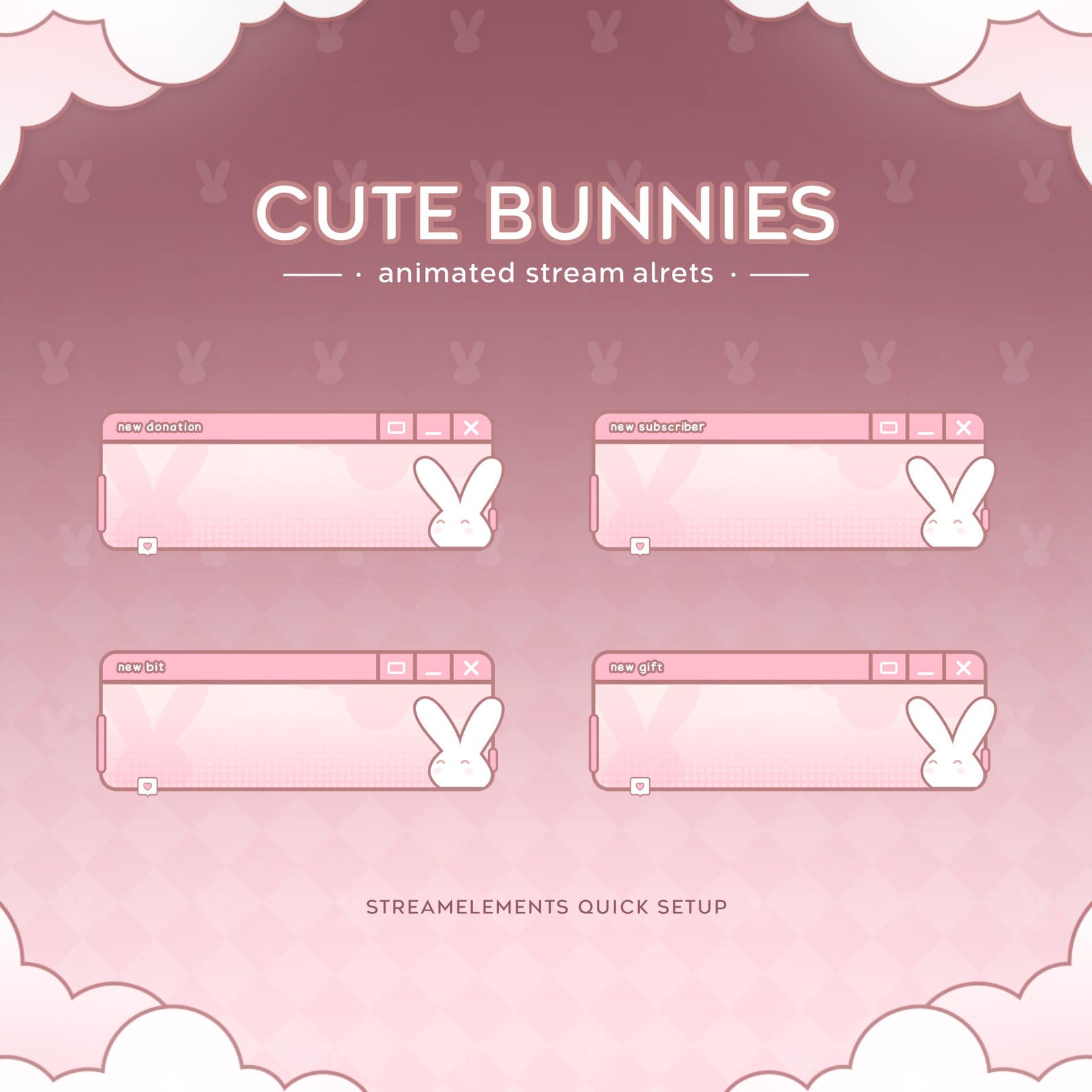 Cute Bunny Stream Alrets, Pink Animated Twitch Alrets, Cute Twitch ...