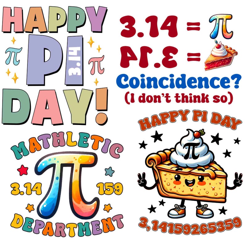 Happy Pi Day PNG Bundle, Pi Day Png, Math Teacher Png, Pi Day Rainbow ...