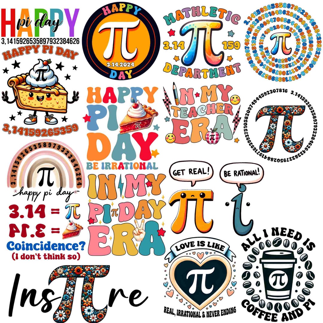 Happy Pi Day PNG Bundle, Pi Day Png, Math Teacher Png, Pi Day Rainbow ...