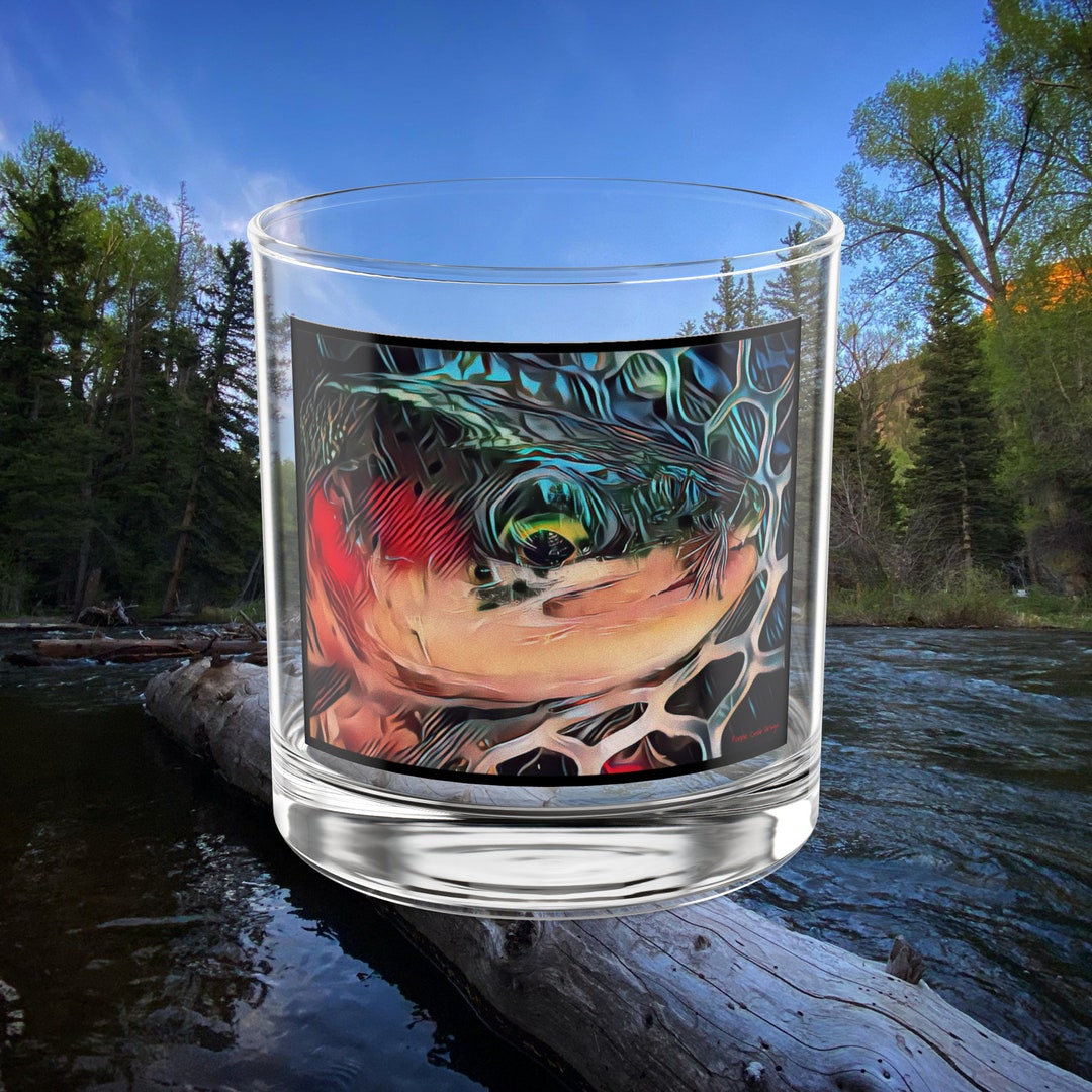 Rainbow Trout Bar Glass | Fly Fishing Rocks Glass, 10oz - Etsy