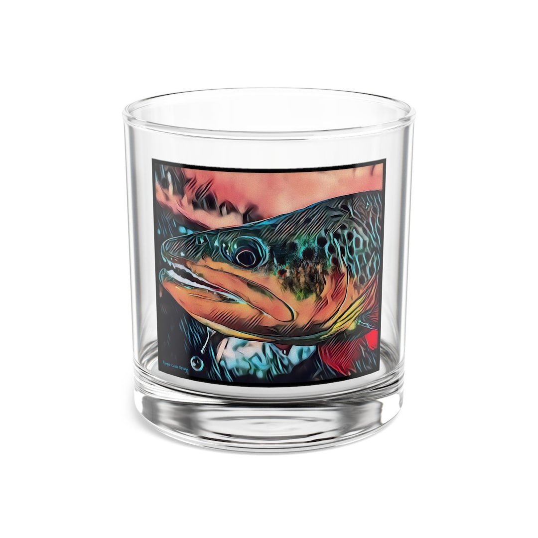Brown Trout Bar Glass Fly Fishing Glassware Bar Glass Whiskey Glass ...