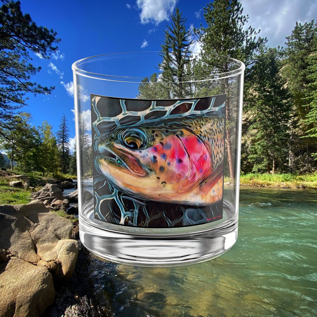 Rainbow Trout Bar Glass | Fly Fishing Whiskey Glass - Etsy