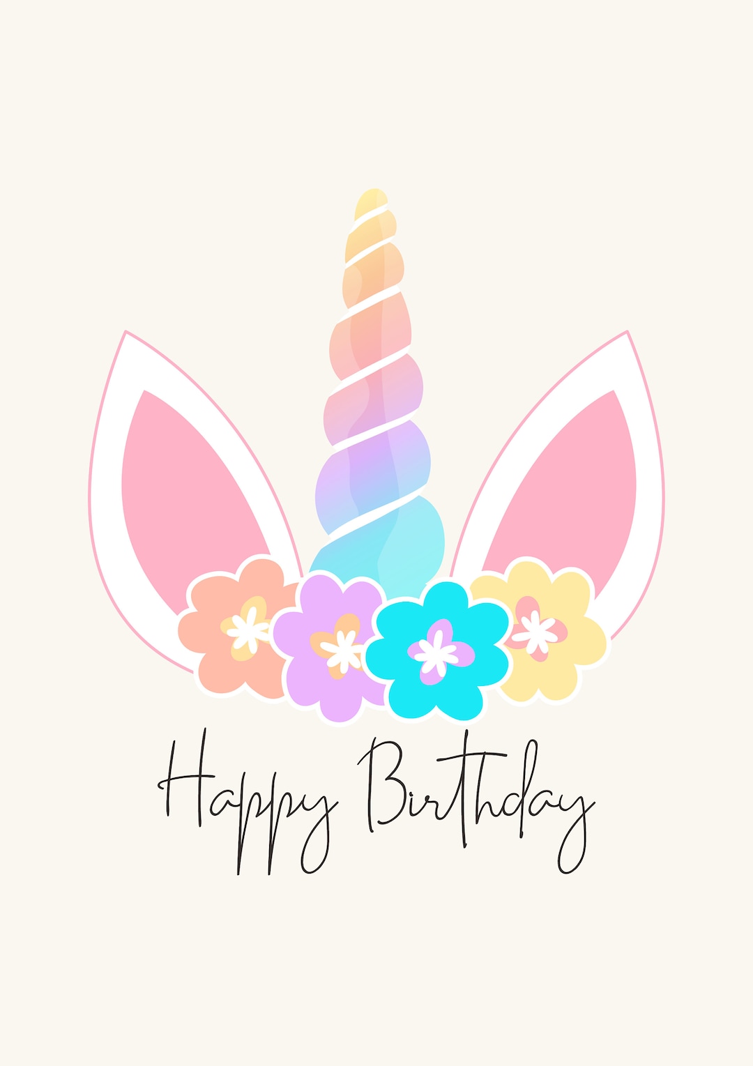 Unicorn Birthday Card (printable) - Etsy