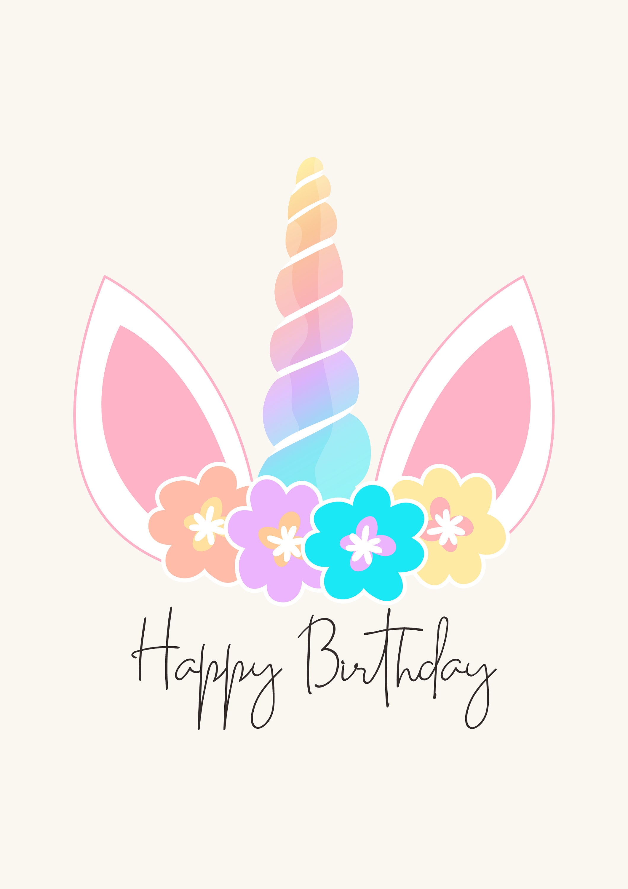 Unicorn Birthday Card (printable) - Etsy