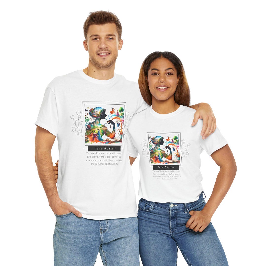 Jane Austen Never Finding Love Sense and Sensibility Quote T-shirt ...