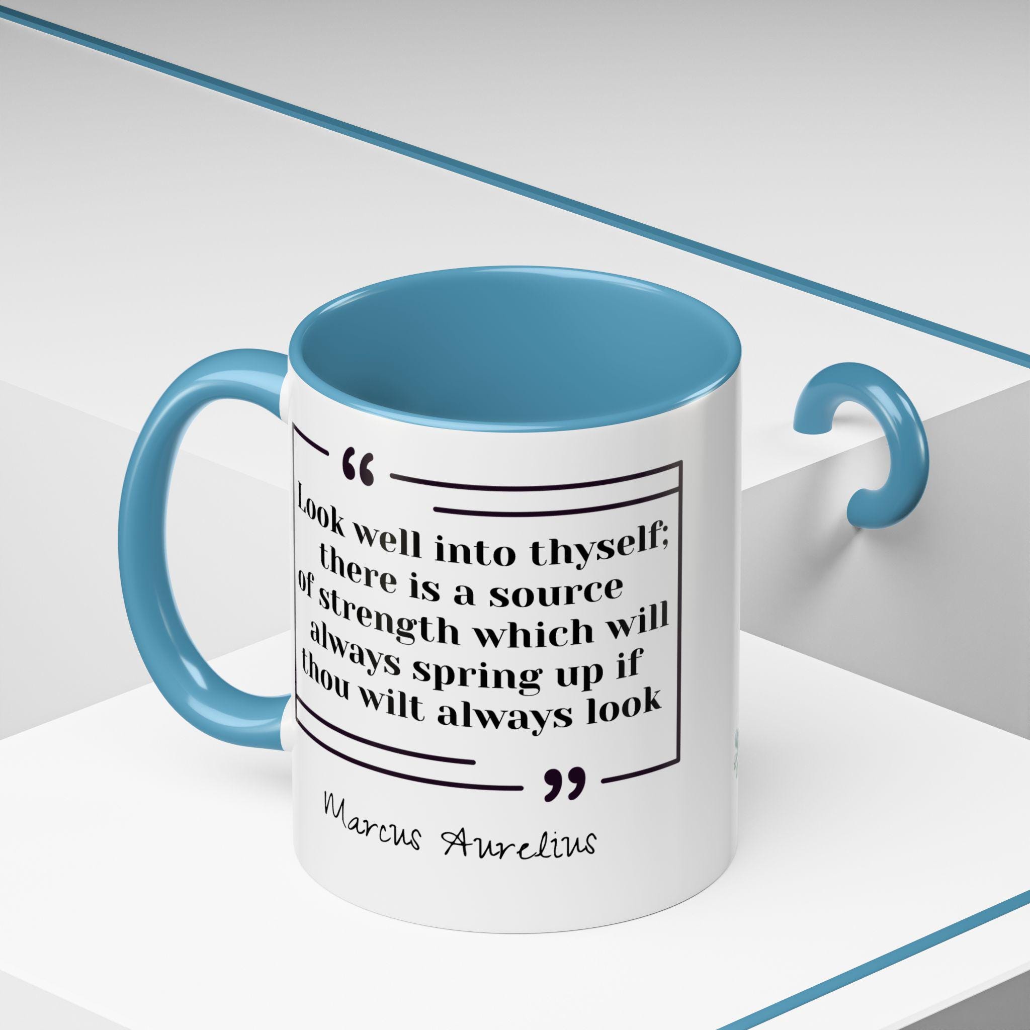 Marcus Aurelius Source of Strength Quote Mug | Philosophical Coffee Cup ...