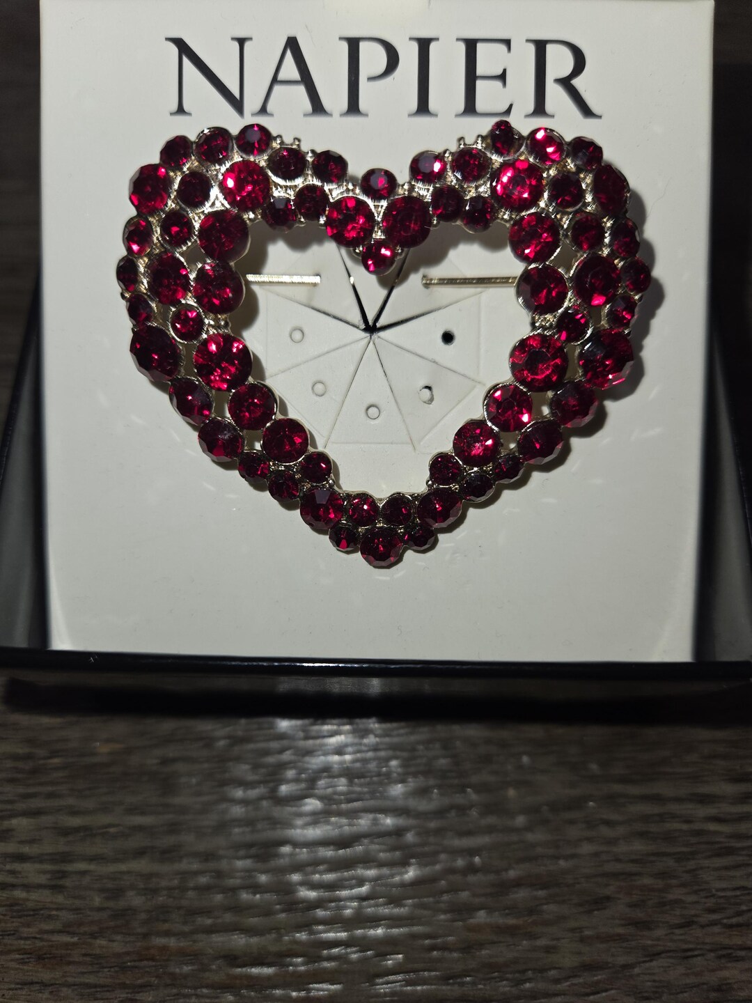 Napier Heart Brooch: Red Rhinestone Gold Tone Pin (new in Gift Box) - Etsy