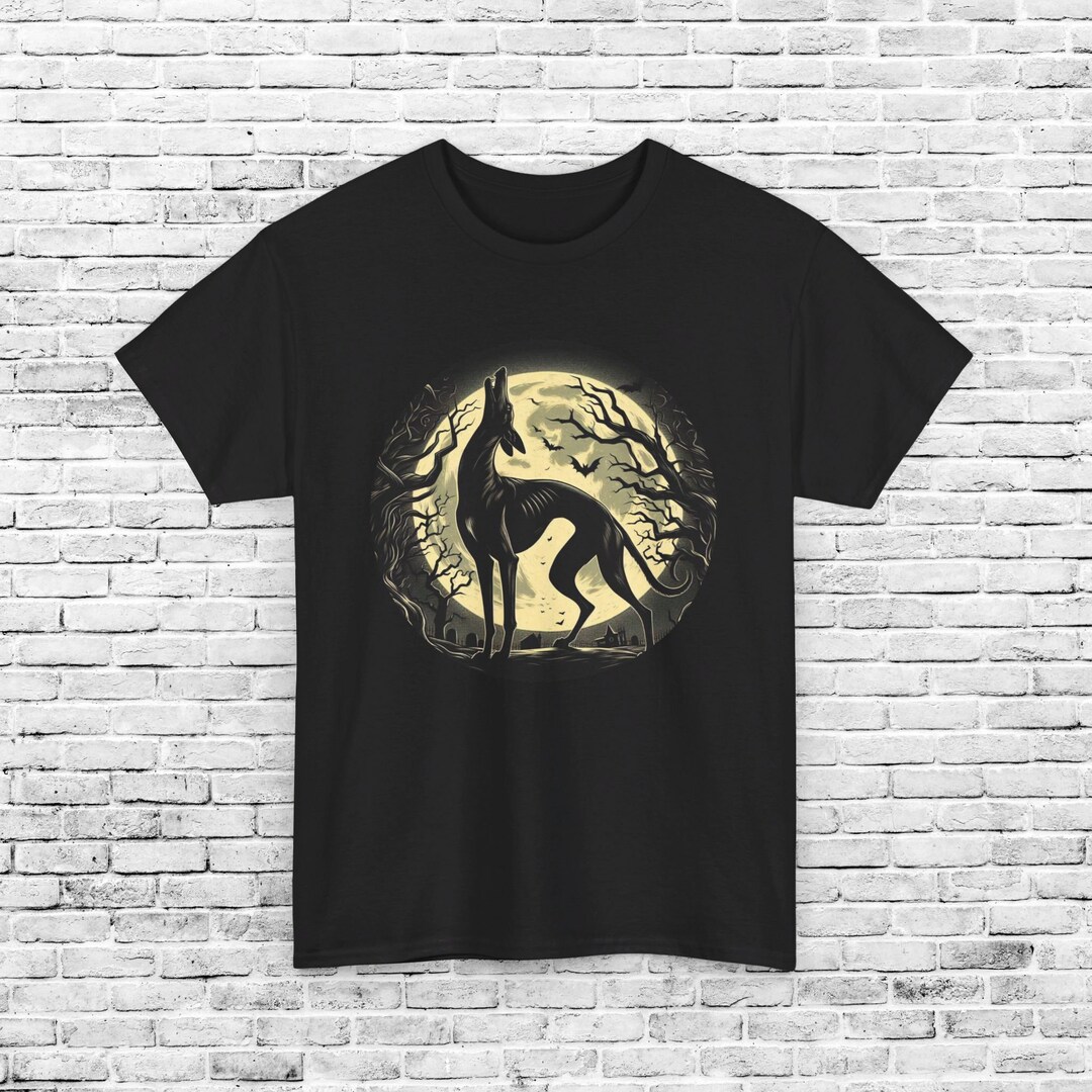 Gothic Dog Howling at the Moon T-shirt, Whippet, Greyhound, Eerie ...
