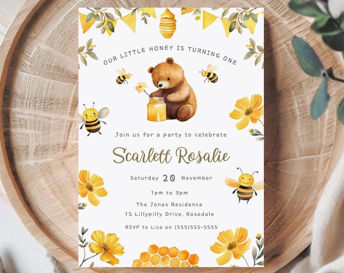 Bee Birthday Invitation, Our Little Honey Birthday Party, Beehive ...