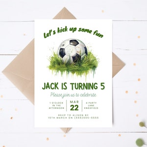 Soccer Birthday Invitation Canva | Printable Boys Soccer Party Invite ...