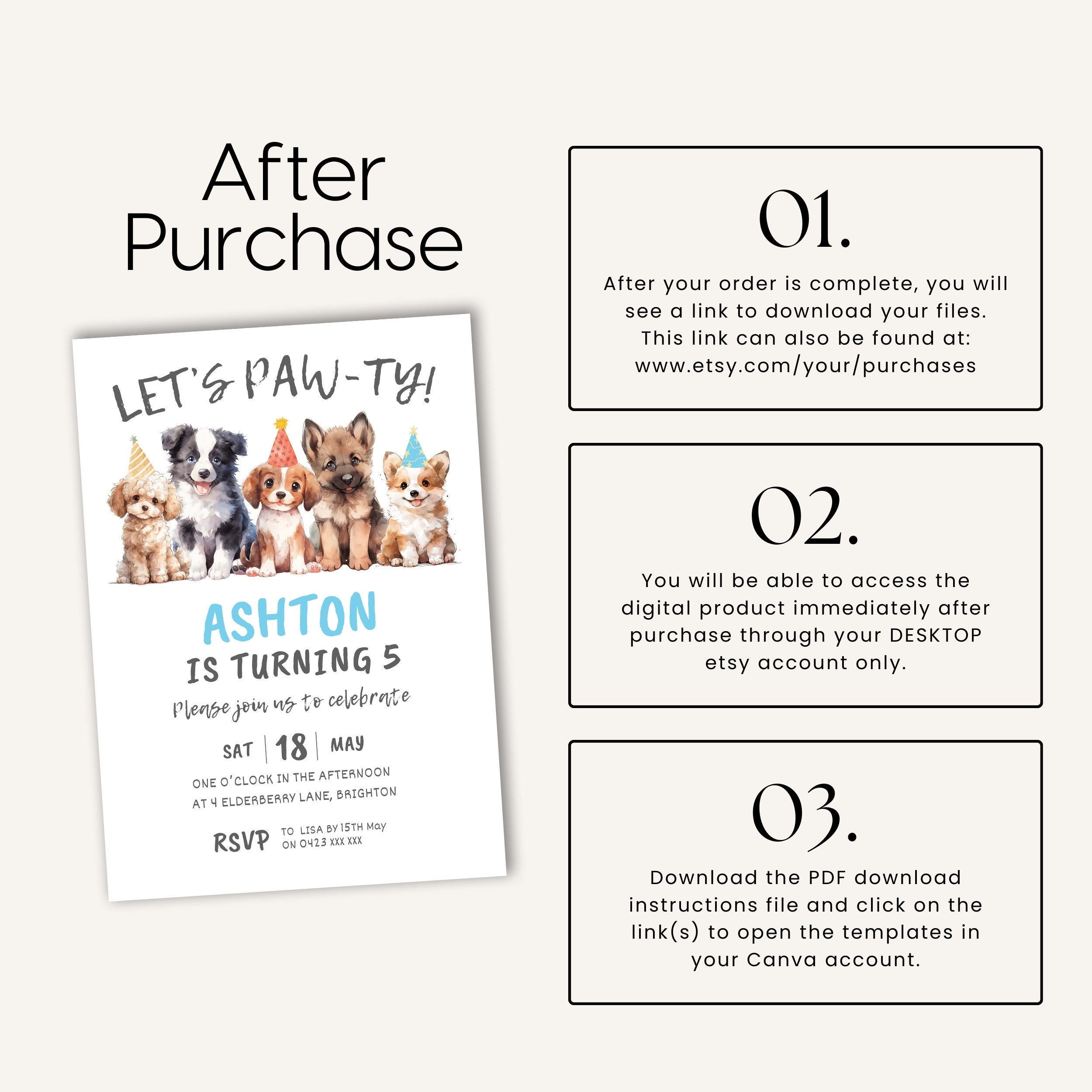 Let's Pawty Birthday Invitation | Dog Theme Birthday Invite | Let's ...