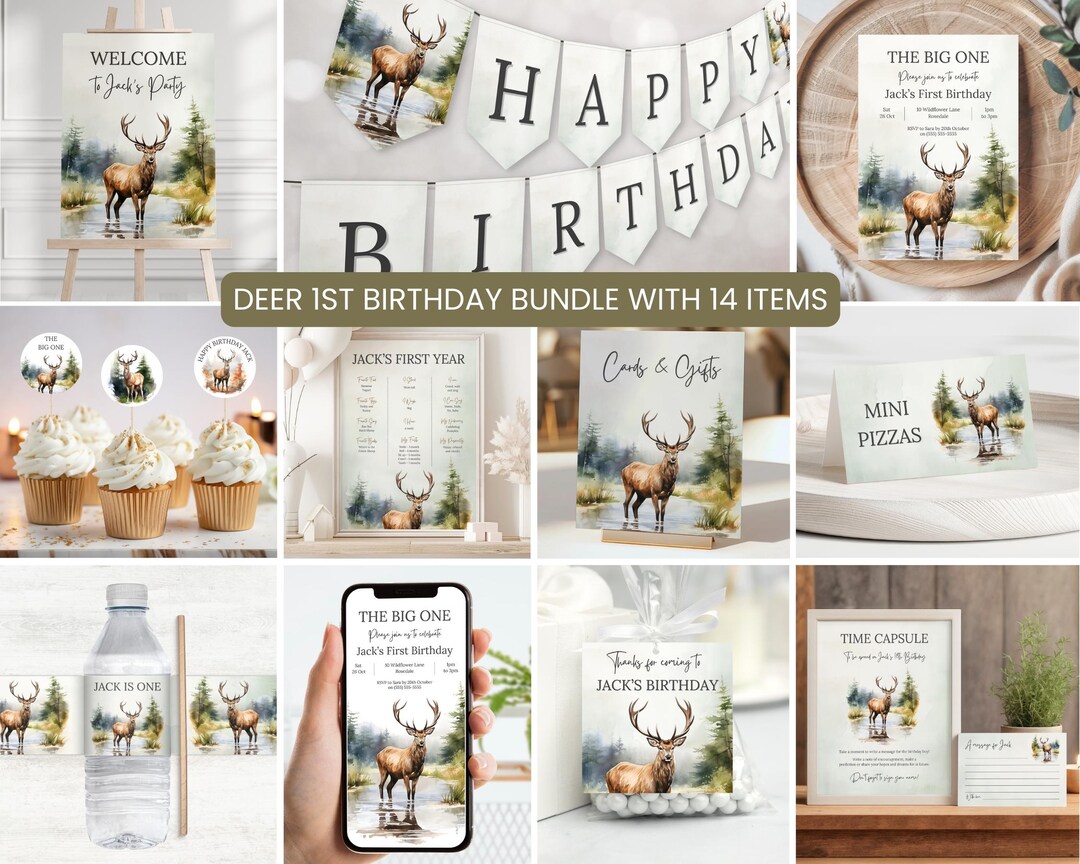 The Big One Deer Hunting Birthday Bundle | Hunting Party Theme ...