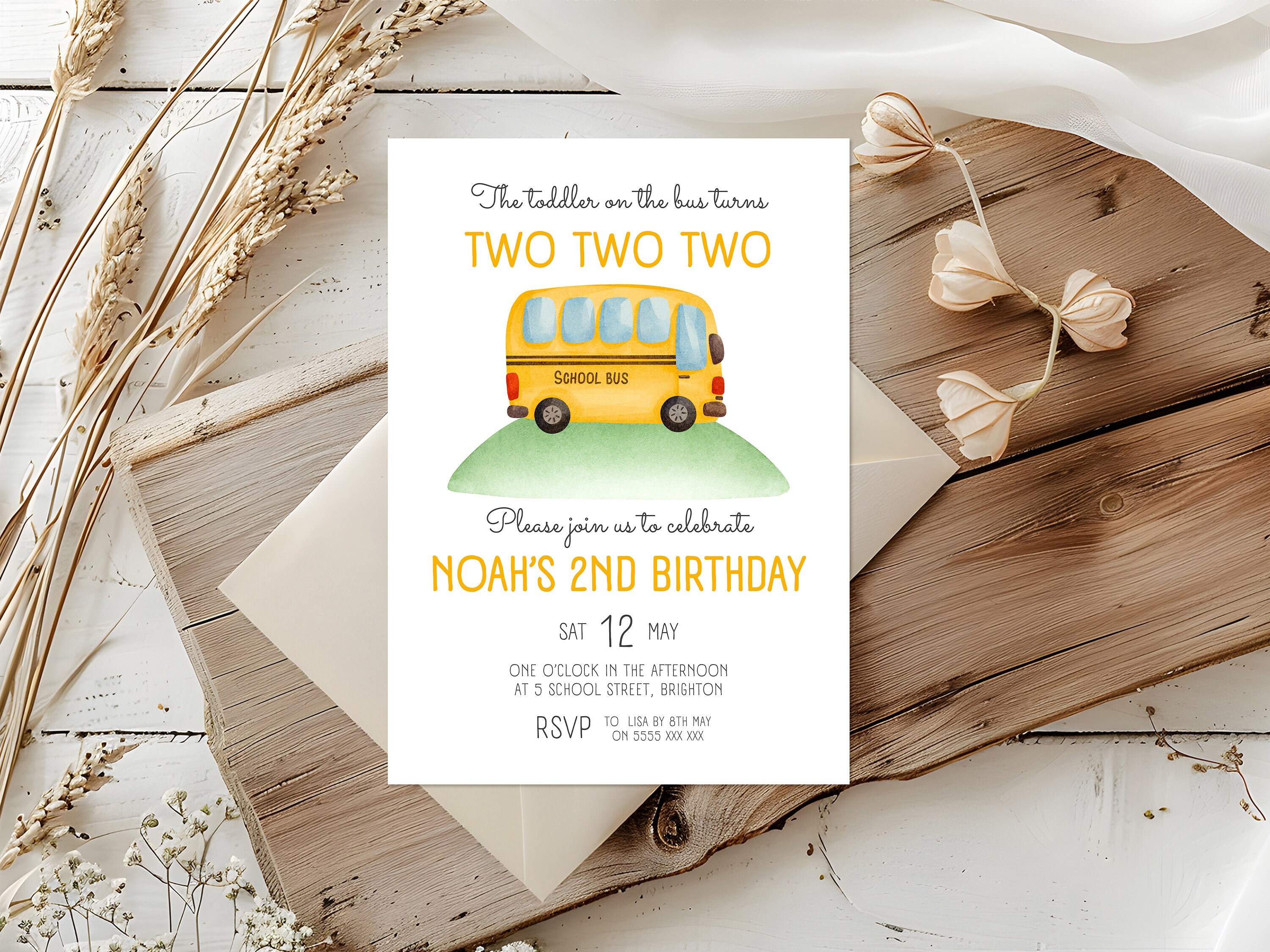 Wheels on the Bus Birthday Invitation | Wheels on the Bus Party ...