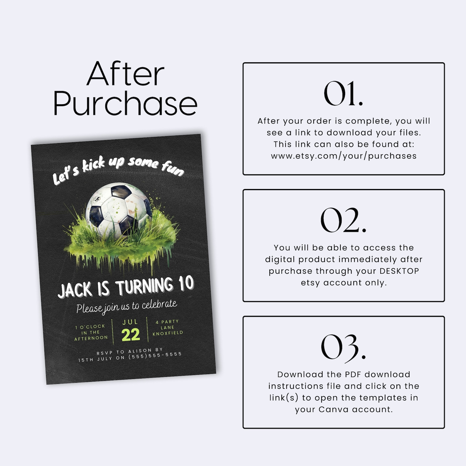 Soccer 10th Birthday Invitation Canva | Printable Boys Soccer Party ...