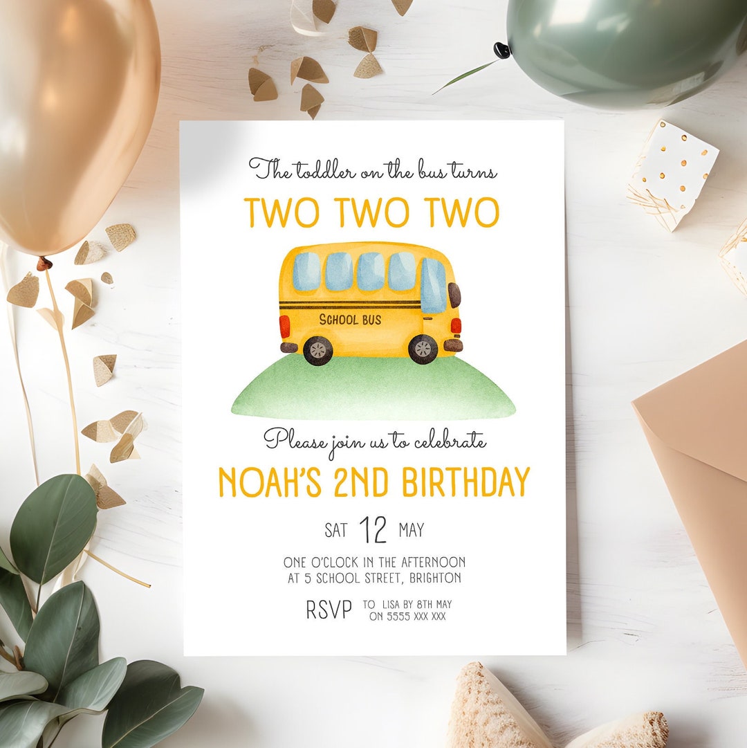Wheels on the Bus Birthday Invitation | Wheels on the Bus Party ...