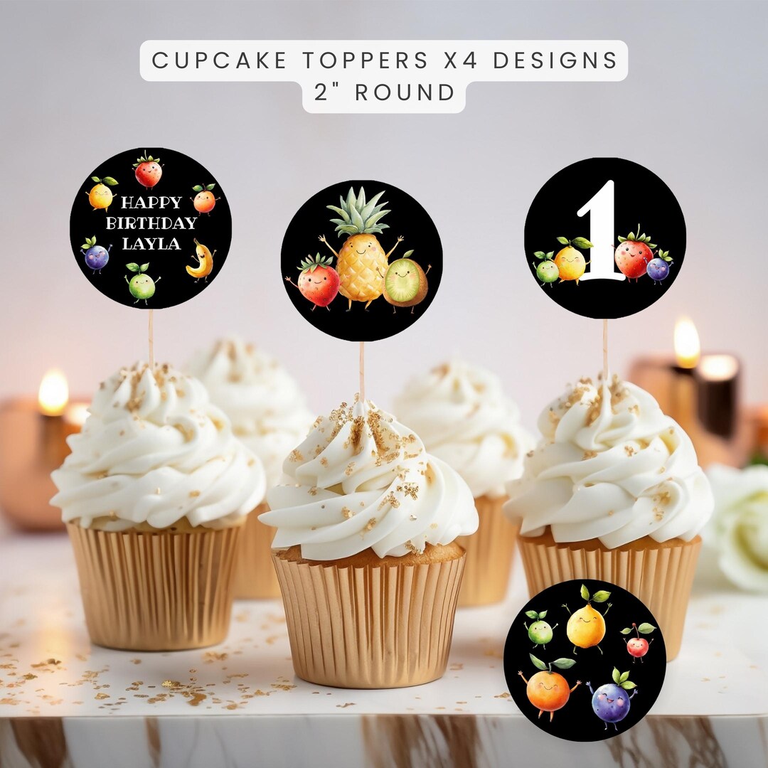 Dancing Fruit Cupcake Toppers | Cute Fruit Party Decorations | Tropical ...