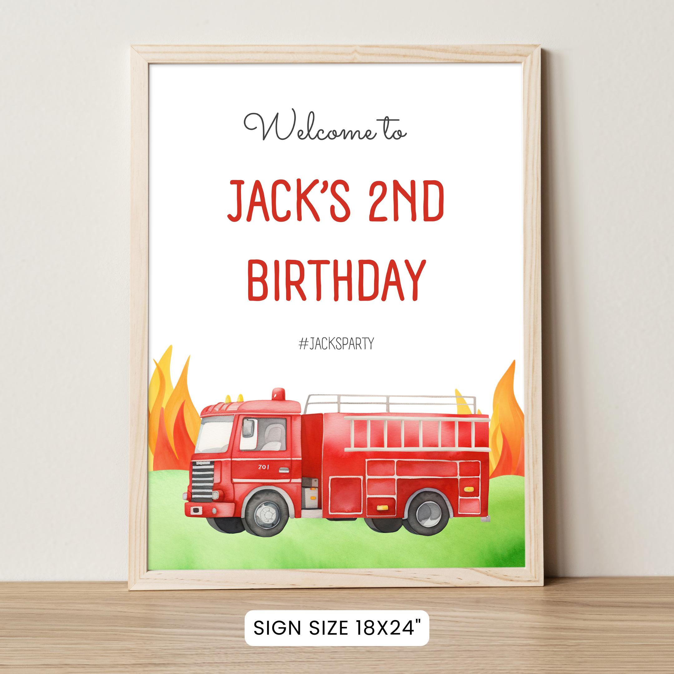Fire Truck Welcome Sign | Editable Fire Truck Party Sign | Firefighter ...