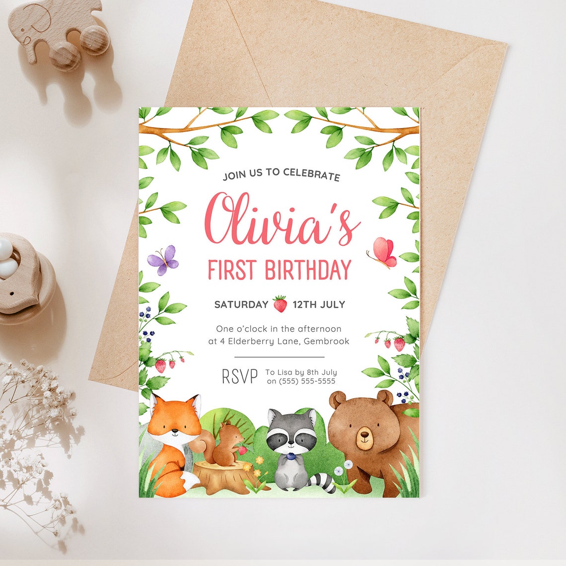 Woodland Animal Birthday Invite | Forest Animals Party Invitation ...