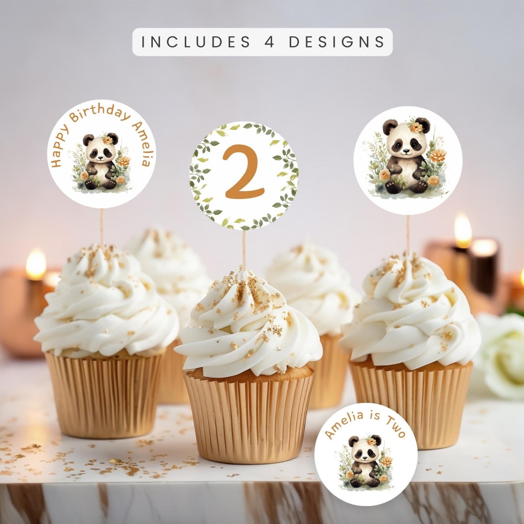 Panda Cupcake Toppers | Panda Birthday Party | Cute Panda Birthday ...