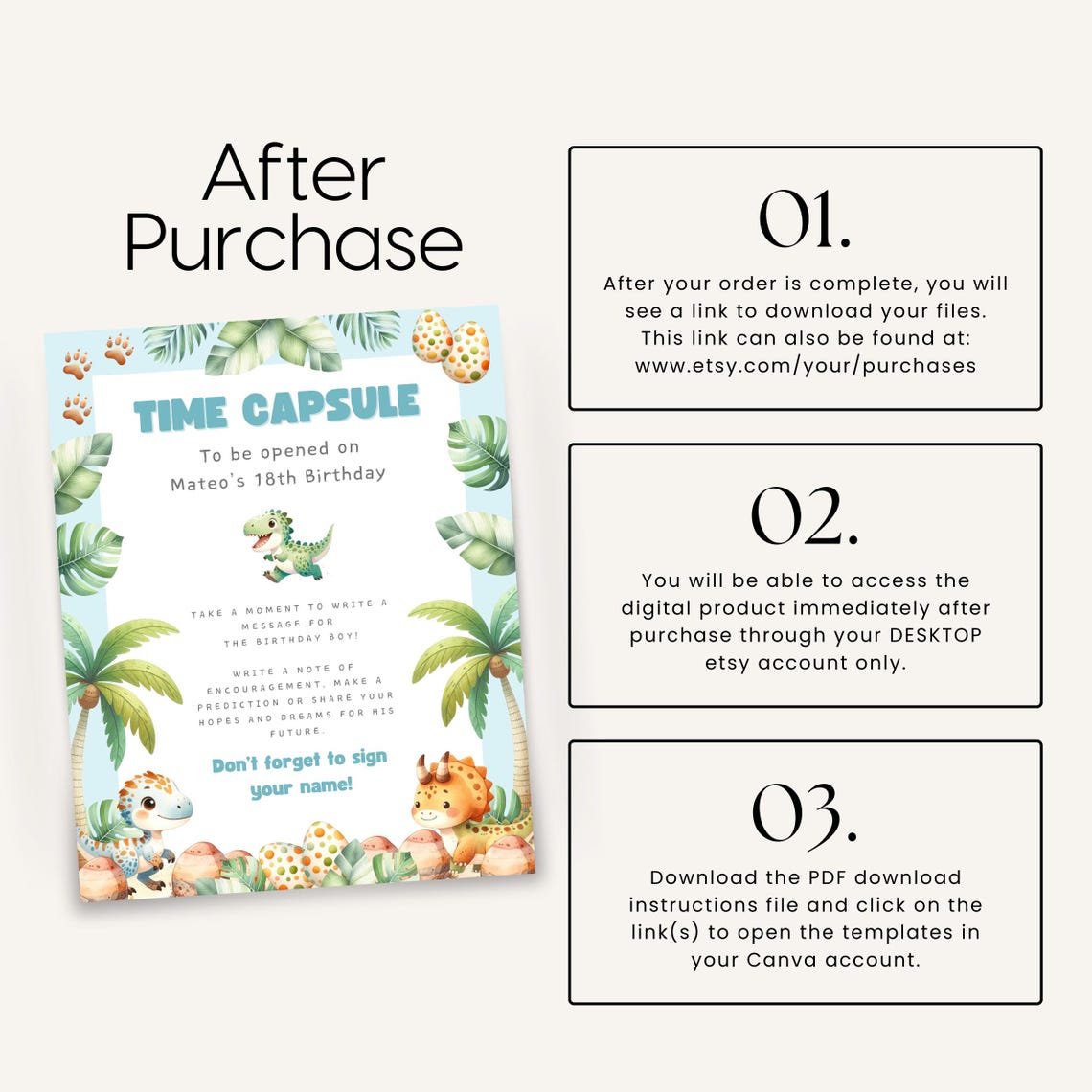 Dinosaur Time Capsule Sign 8x10" | Dino Theme Kids Party Decor ...