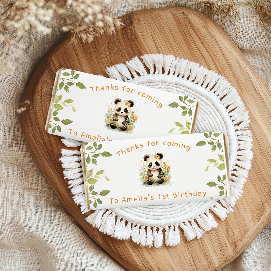 Girl Birthday Candy Bar Wrapper | Editable Panda Chocolate Bar Label ...