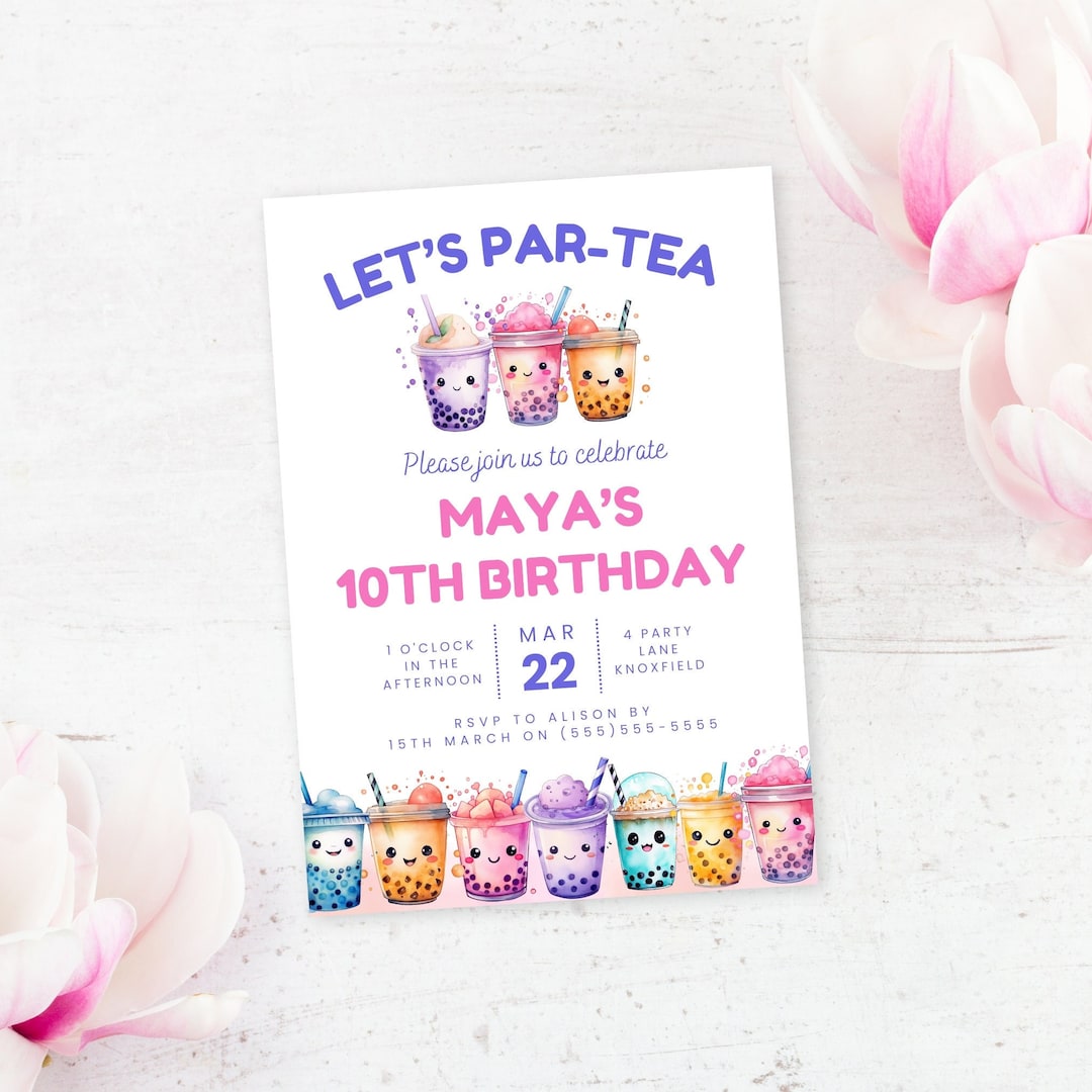 Tea Party Birthday Invite | Instant Download | Par-tea Invitation ...