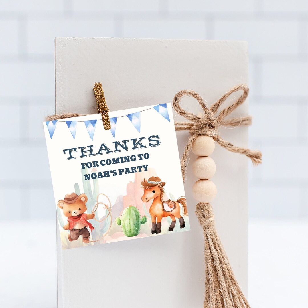 Cowboy Thankyou Tags | Invitation Template | Cowboy Party | Western ...