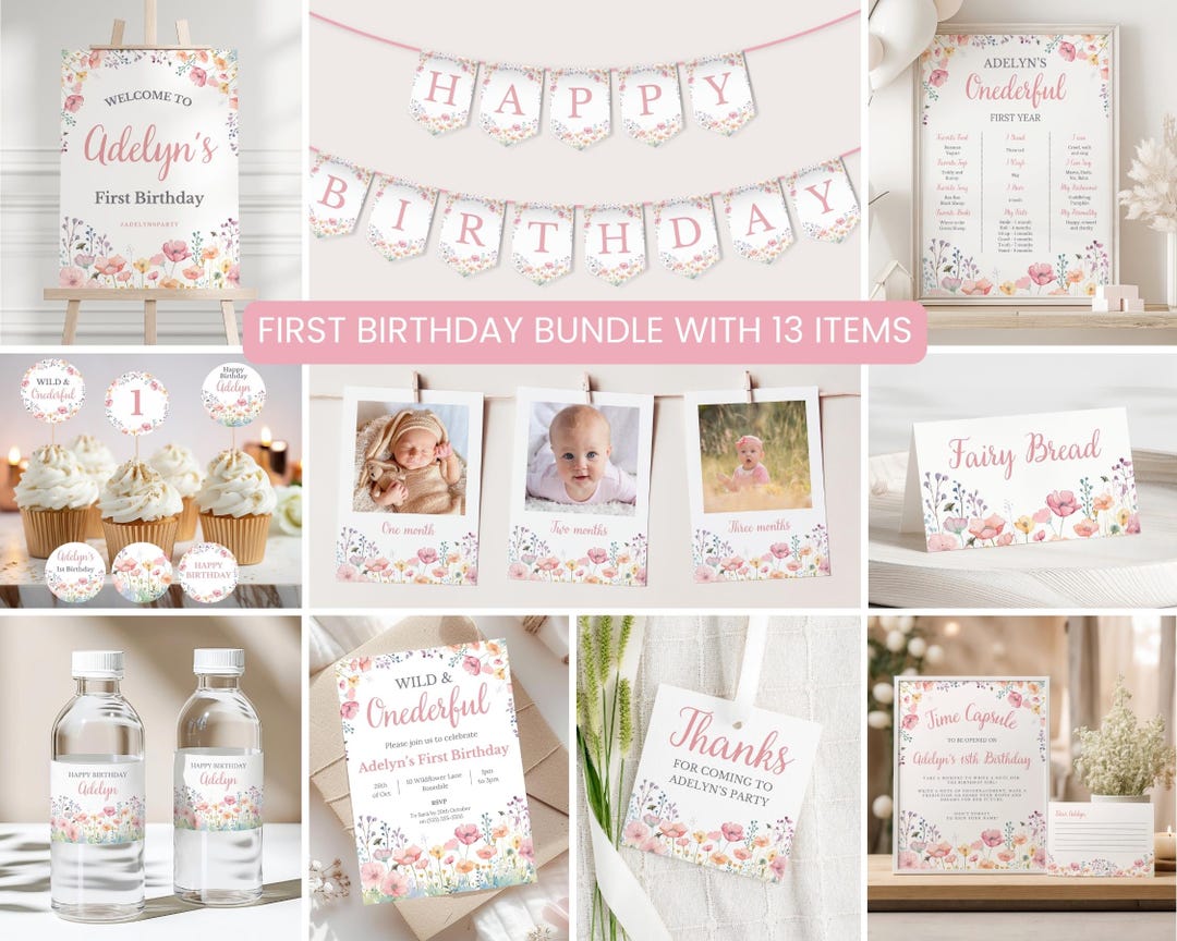Wild and Onederful 1st Birthday Bundle | Wildflower Party Decor ...