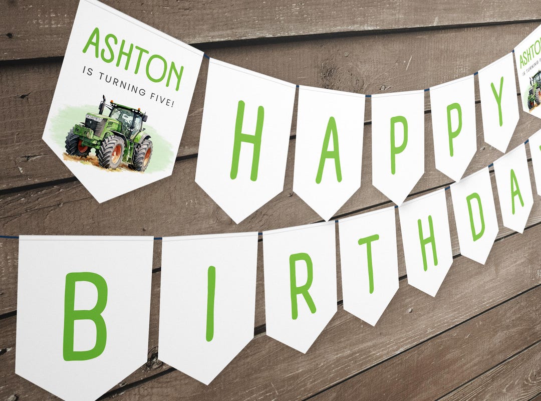 Green Tractor Banner | Farm Theme Party Decor | Tractor Birthday ...