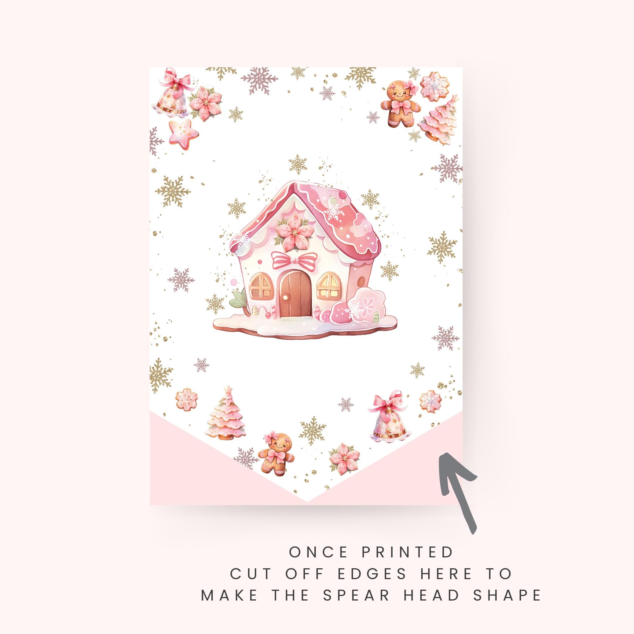 Pink Gingerbread Banner | Printable Christmas Banner | Gingerbread ...