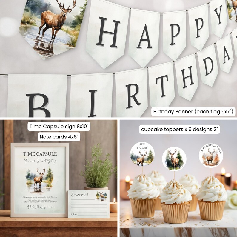 The Big One Deer Hunting Birthday Bundle | Hunting Party Theme ...