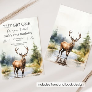 The Big One Deer Hunting First Birthday Invite | Editable Hunting 1st ...