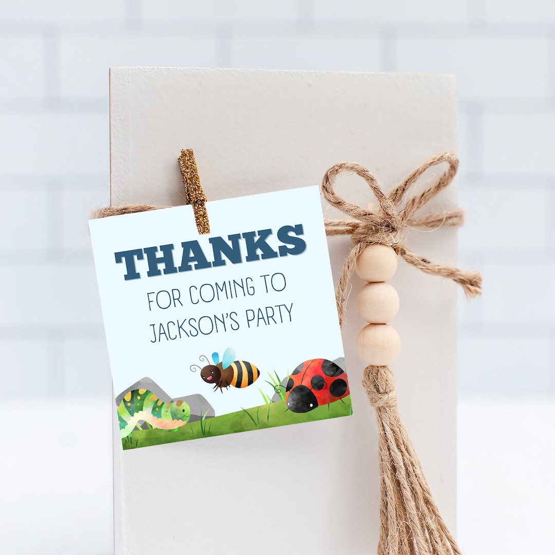 Bug Favor Tags | Bug Party Tag | Insect Thank You Tag | Bugs Birthday ...