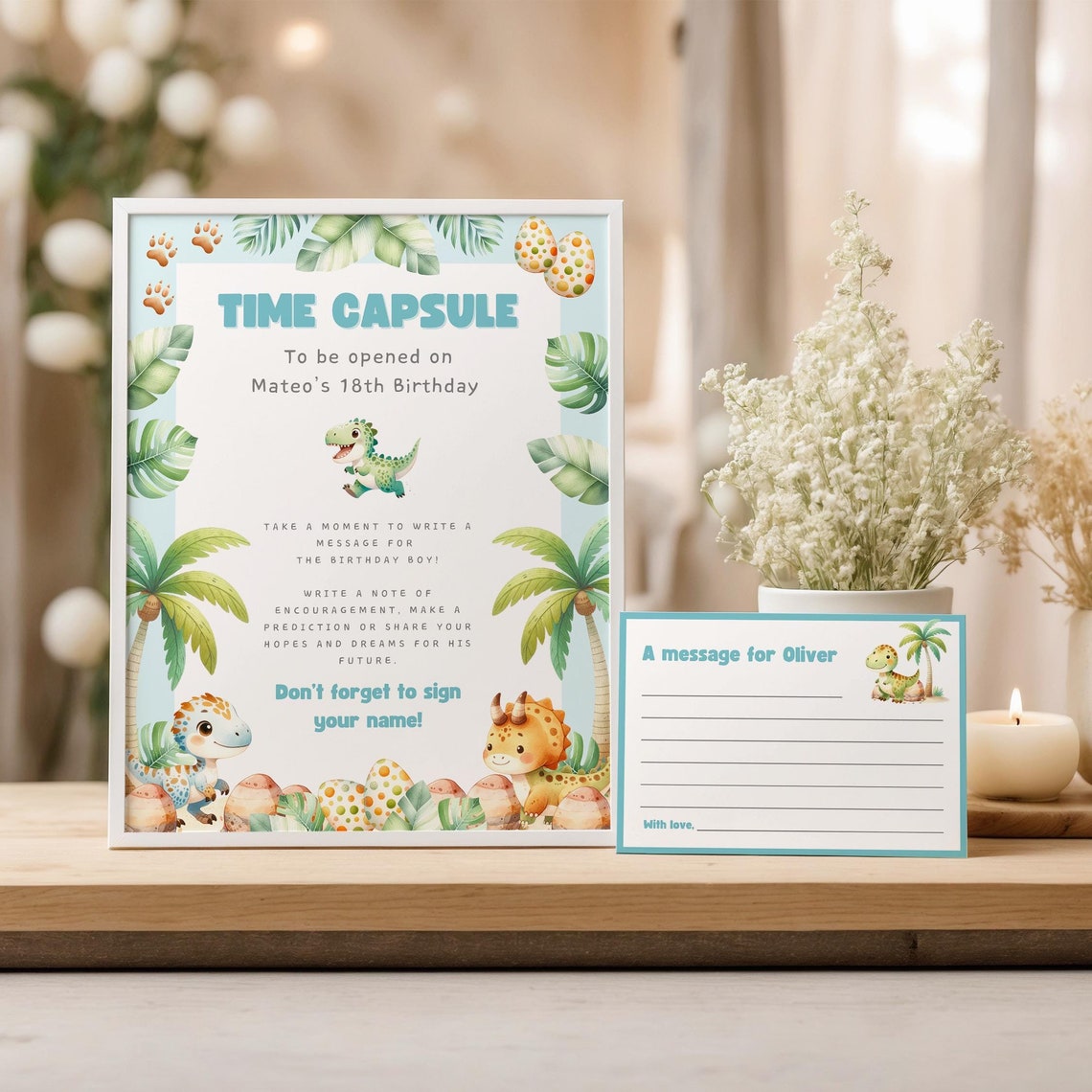 Dinosaur Time Capsule Sign 8x10" | Dino Theme Kids Party Decor ...