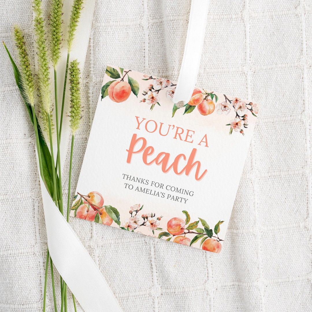 One Sweet Peach Favor Tag | Sweet as a Peach Theme Birthday Party ...