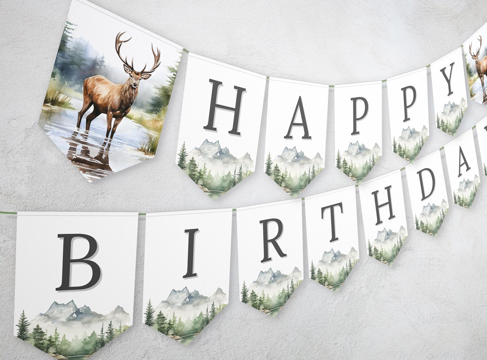 The Big One Deer Hunting Birthday Bunting | Deer Hunting Party Banner ...