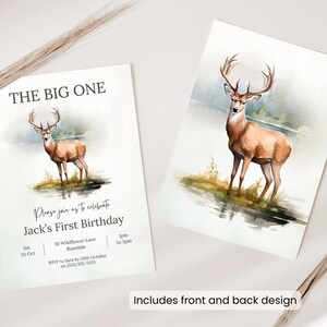 The Big One Deer Hunting First Birthday Invite | Editable Hunting 1st ...
