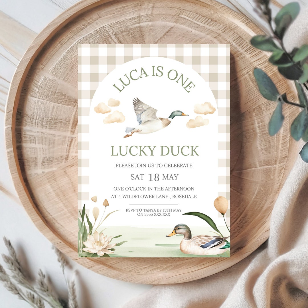 Mallard Duck | Editable Canva Download | Duck Birthday Party | Mallard ...