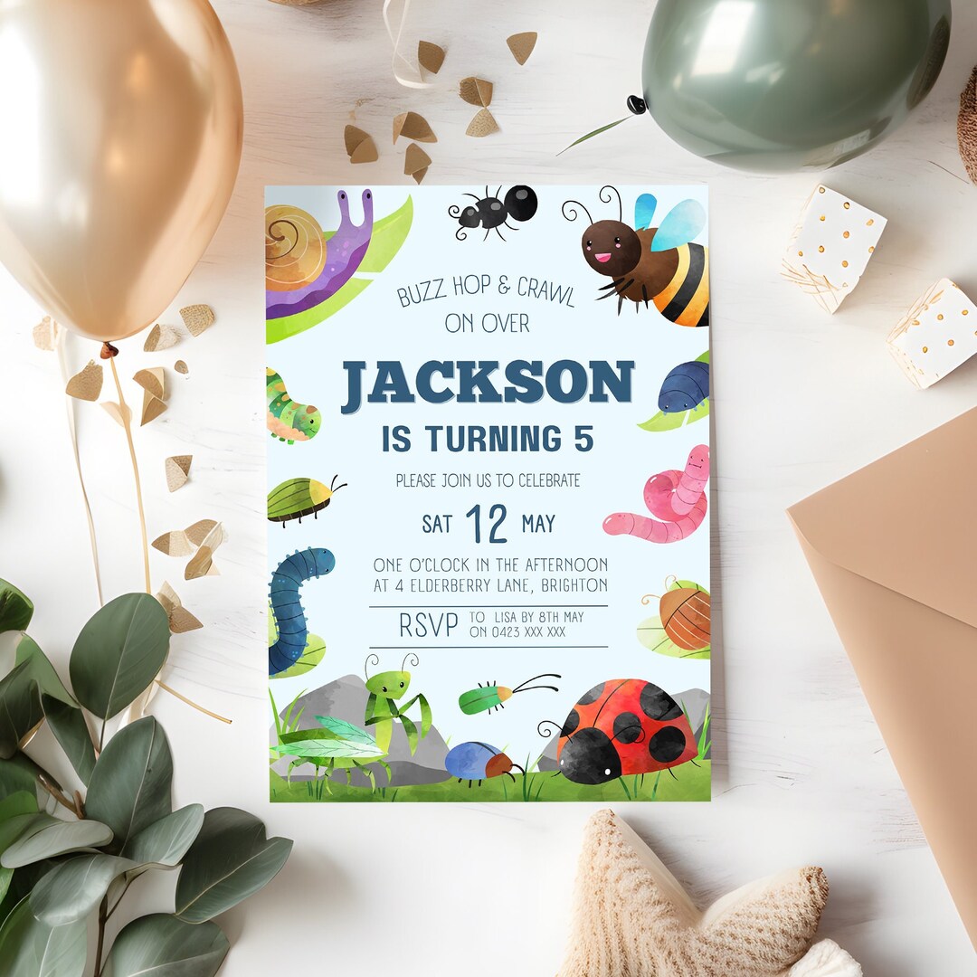 Birthday Invitation for Boys Bug | Bug Party | Bug Invitation | Instant ...