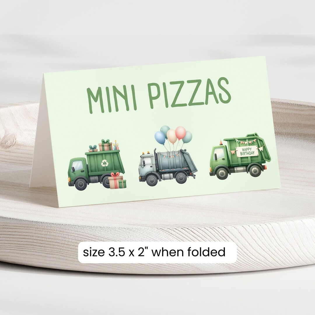Garbage Truck Buffet Card | Trash Bash Food Label | Editable Buffet ...