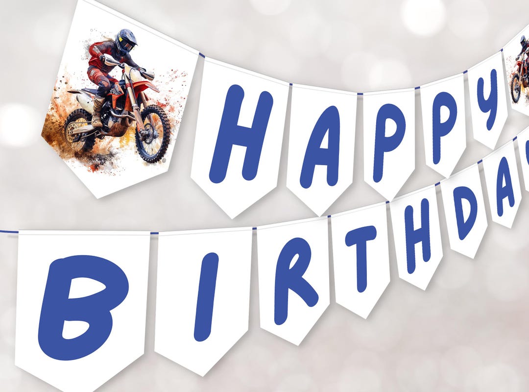 Motocross Birthday Banner | Dirt Bike Party Theme | Motocross Party ...