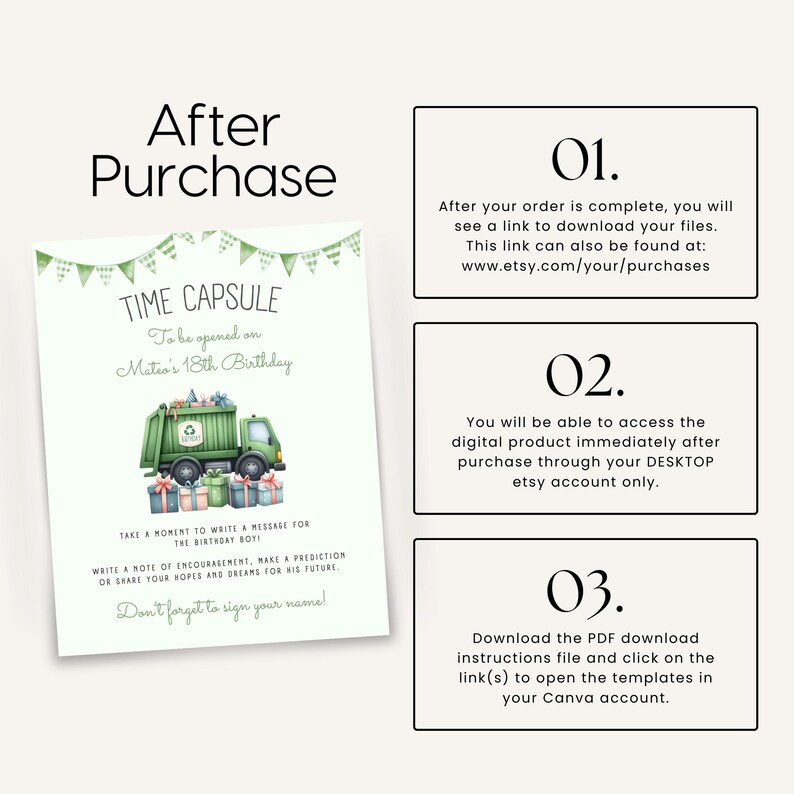 Garbage Truck Party Time Capsule Sign 8x10" | Boy Printable Trash Truck ...